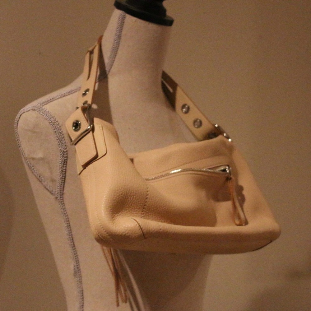 Coach Cream Pebble Leather Shoulder Purse Tote Bag - Gem